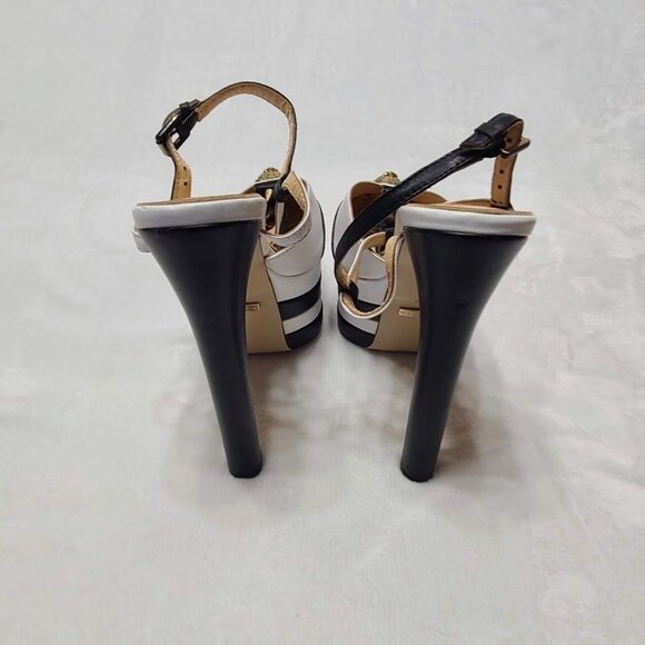 Gucci | Shoes | Gucci Navy Blue White Leather Angel Feline Head Tstrap ...